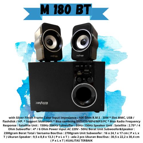 Jual Speaker Advance Aktif Portable M180BT Bluetooth Subwoofer BASS | Shopee Indonesia
