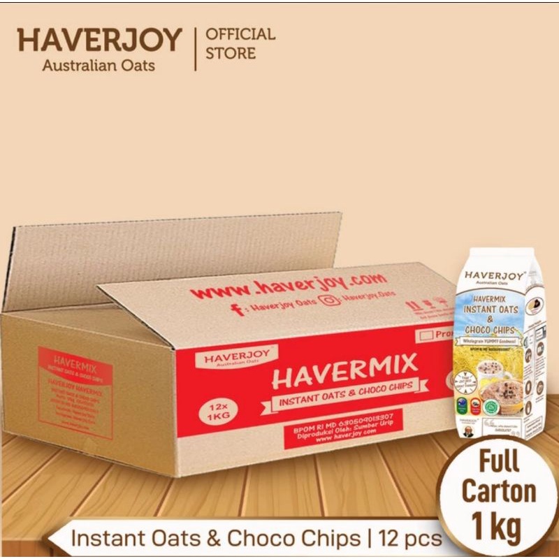 Jual Haverjoy Havermix Full Carton Instan oats & Choco chips 1kg - 12 ...