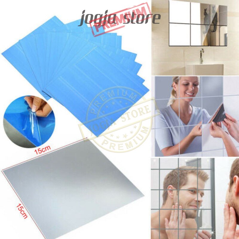 Jual 9 Pcs Sticker Kaca Cermin Rias Dekorasi Dinding 3D Model Square ...