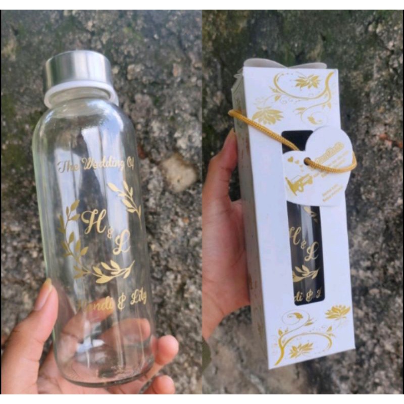 Jual Souvenir pernikahan botol minum Custom sablon nama + Kemas box ...