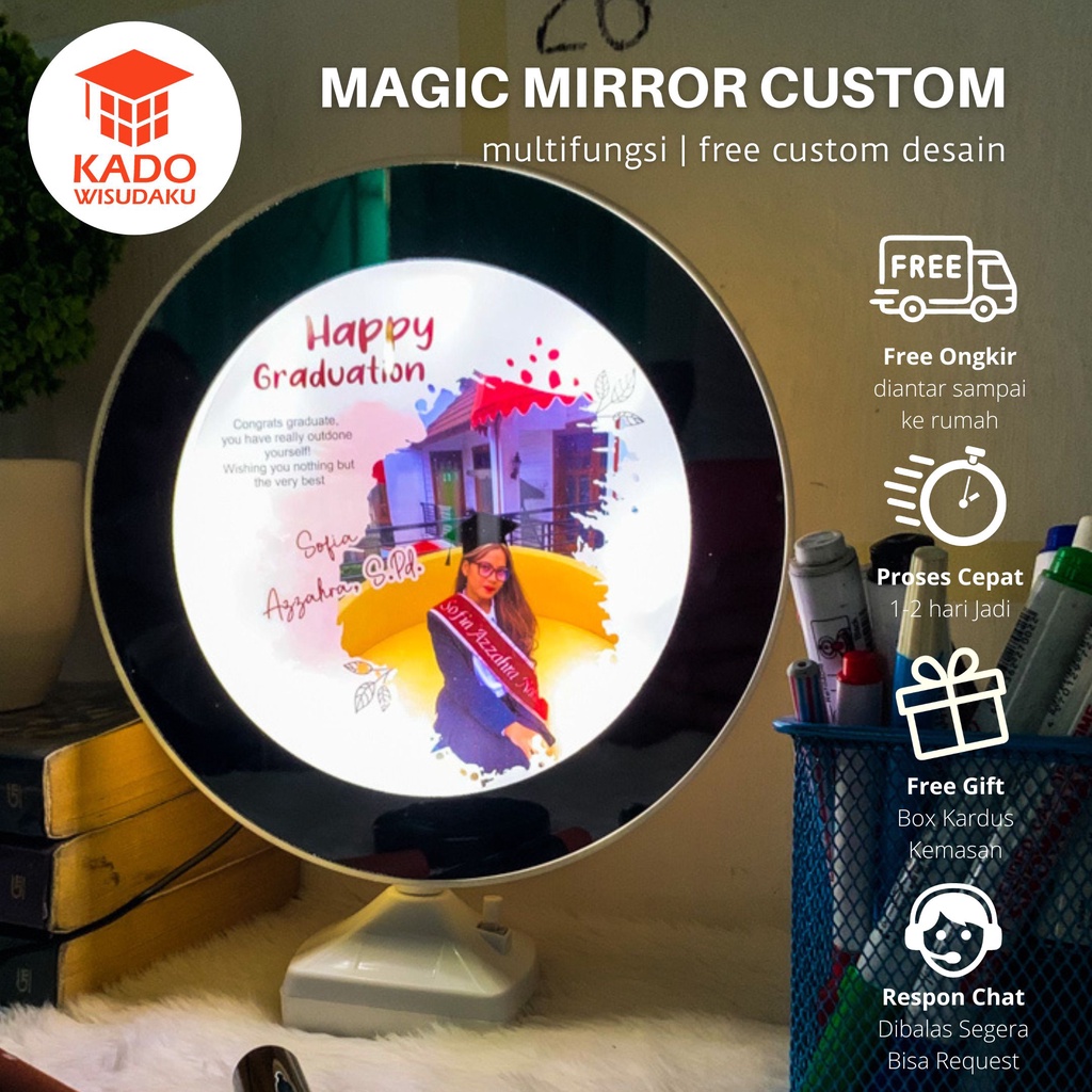 Jual Magic Mirror Cermin Custom Foto Wisuda | Shopee Indonesia