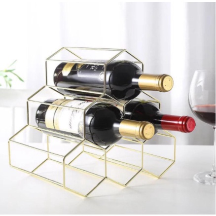 Jual Dijual Wine Gold Rack / Nordic Wine Bottle Rack / Rak Botol Wine ...