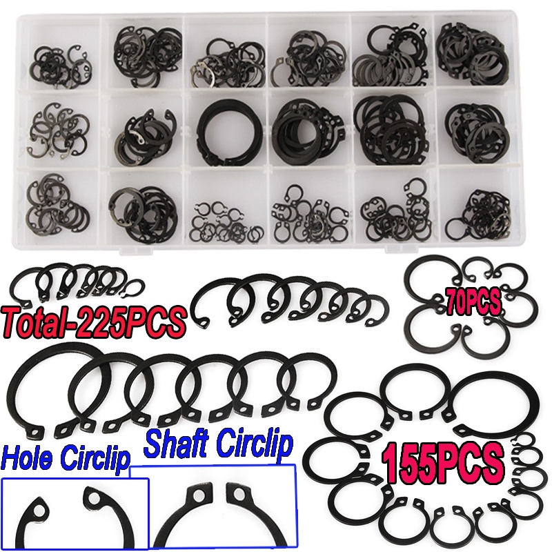Jual Snap C Ring C Clip Circlip Carbon Steel 225 pcs Ukuran 6~32 mm ...