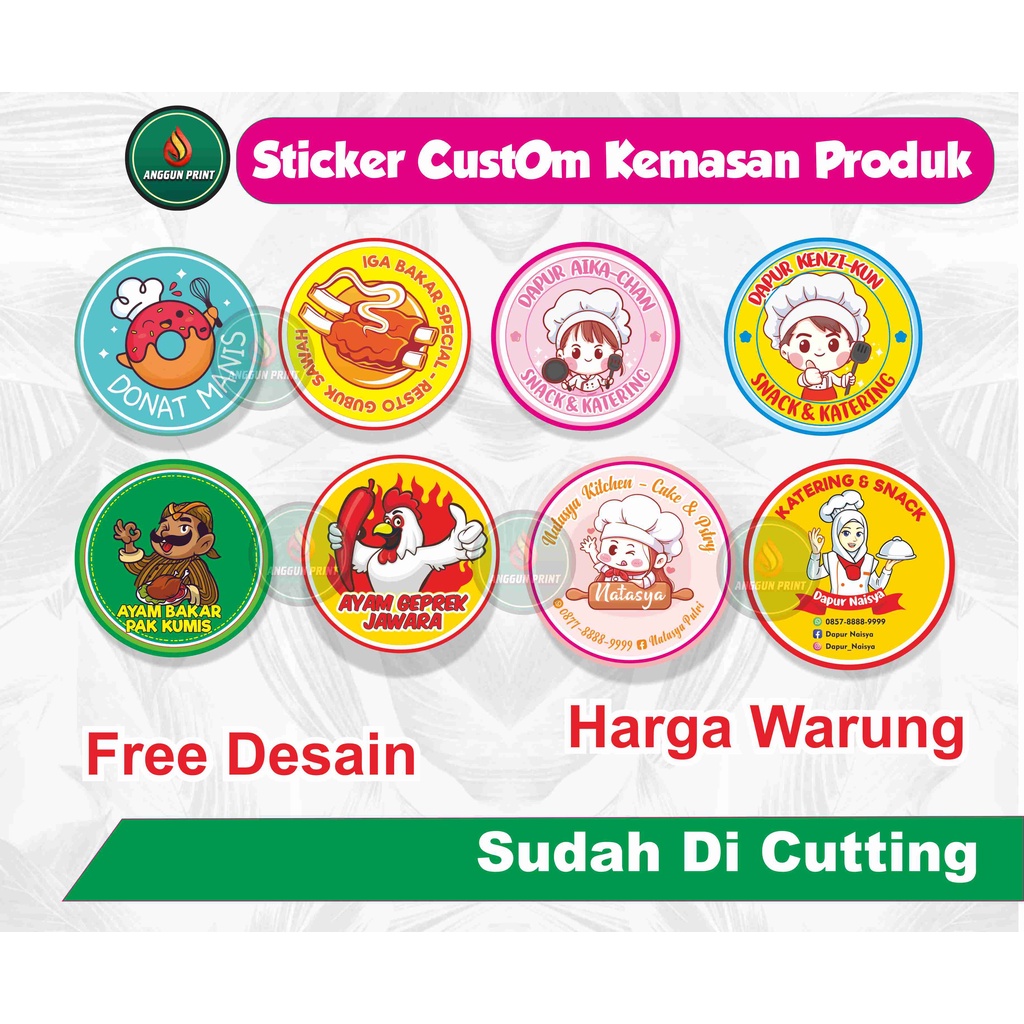 Jual Stiker Label Makanan Cetak Stiker label Usaha Custom Free Design ...