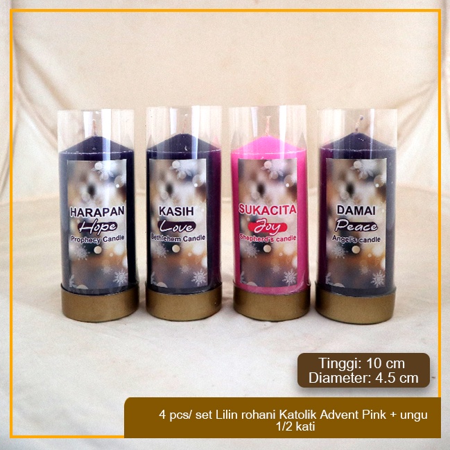 Jual 4 Pcs/Set Lilin Rohani Katolik Advent Pink+Ungu 1/2 kati Stiker ...