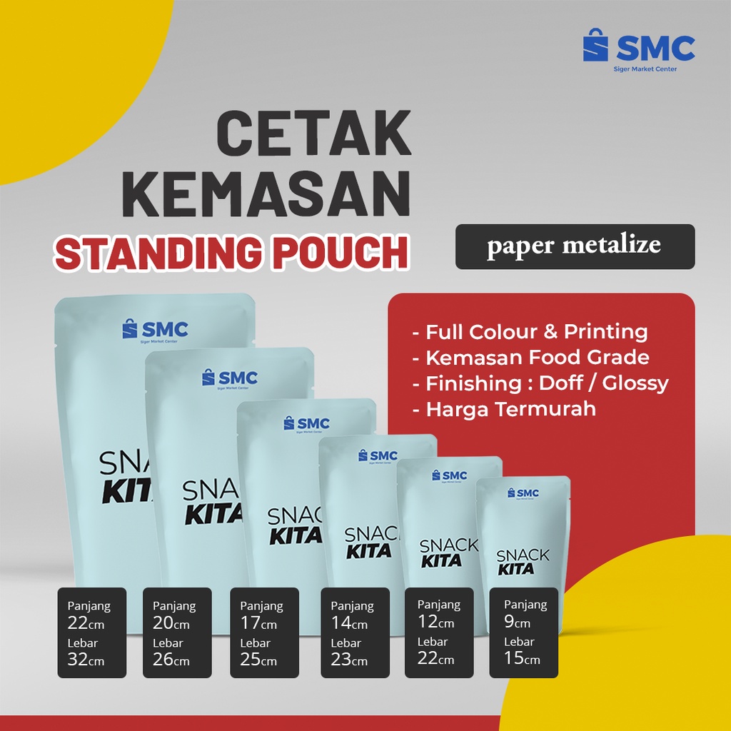 Jual Cetak Kemasan Paper Metal Standing Pouch Sedang Ukuran 15x23 ...