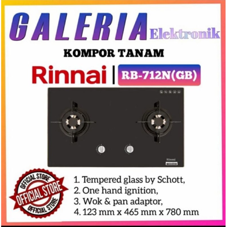 Jual KOMPOR GAS TANAM BUILT IN GAS HOB 2 TUNGKU RINNAI RB-712N GB RB712NGB | Shopee Indonesia