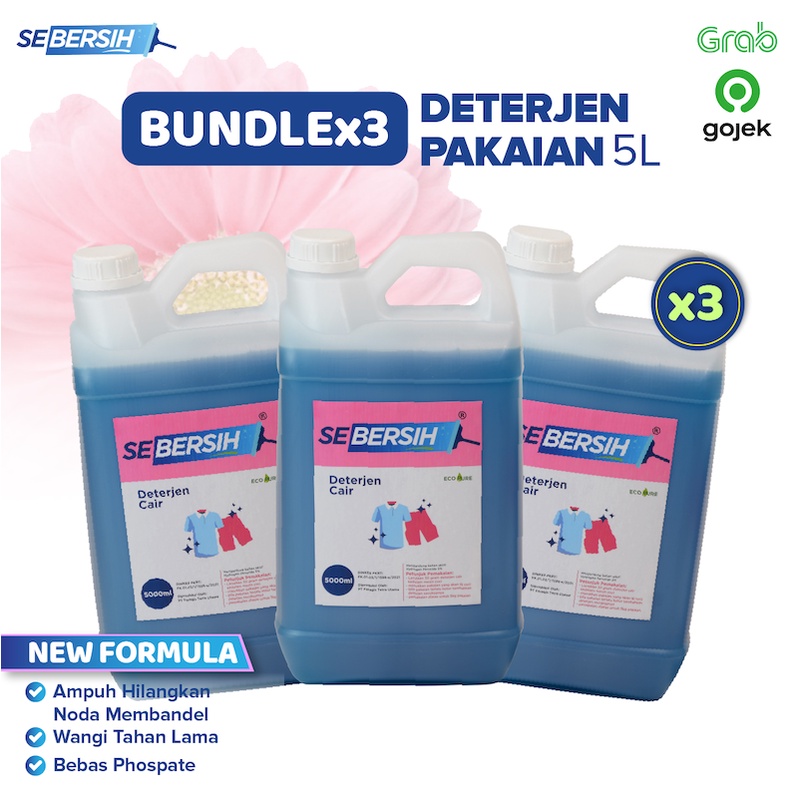 Jual (BUNDLING) Sebersih Deterjen Cair 5 Liter - isi 3 (GOJEK/GRAB ...