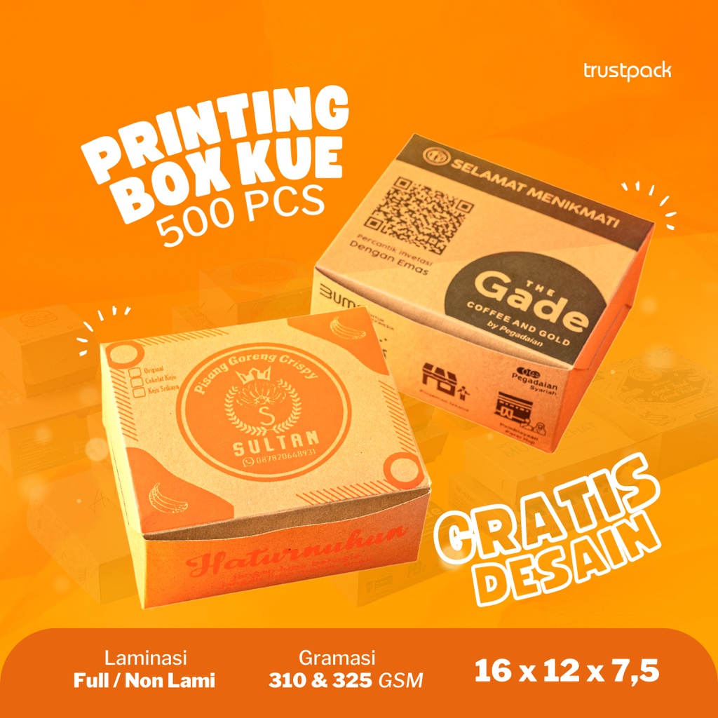 Jual CUSTOM CETAK PRINTING DUS KUE 12x16 KRAFT / KOTAK KARDUS KUE / BOX ...