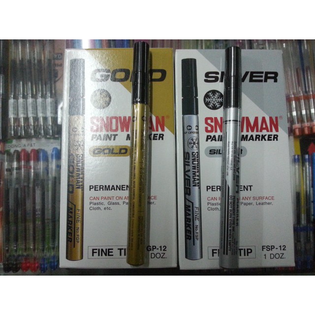 Jual SPIDOL SNOWMAN MARKER SILVER & GOLD ( EMAS ) KECIL / SNOWMAN PAINT ...