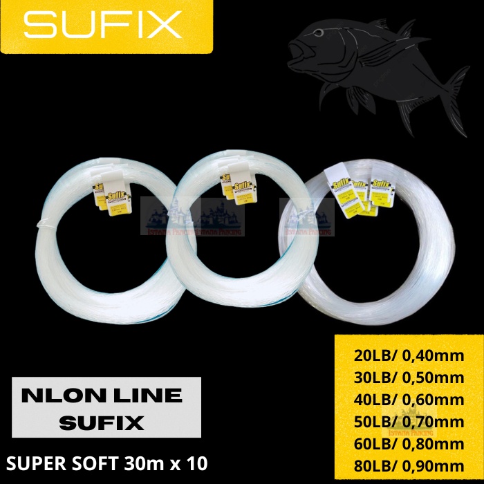 Jual NILON/ SENAR SUFIX SUPER SOFT PANJANG 300 METER 20/30/40/50/60/70/80/100 (PUTIH) | Shopee ...