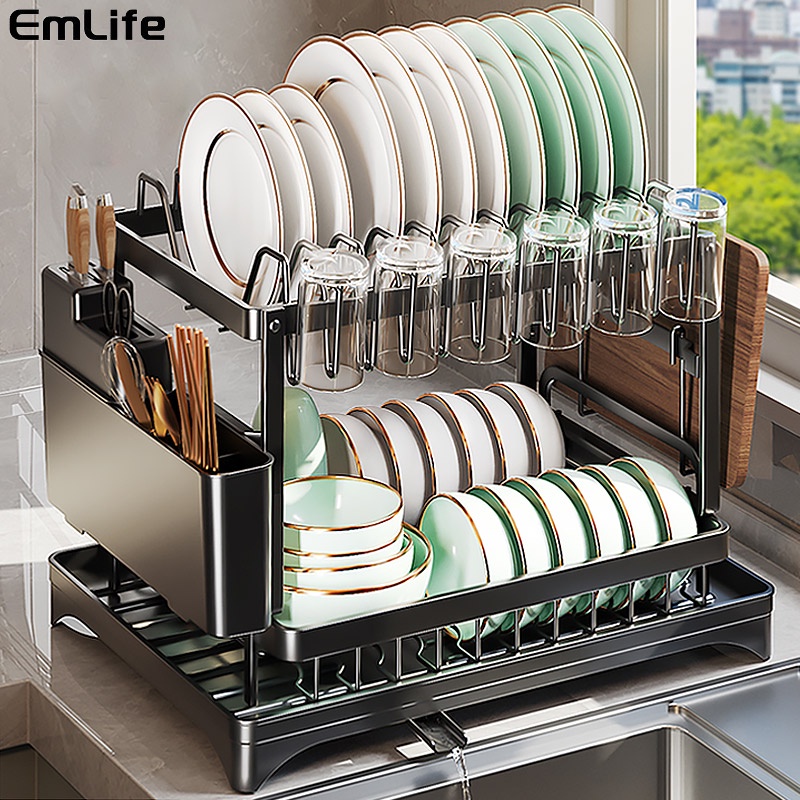 Jual Rak Dapur Rak Piring Rak Peniris Rak Penyimpanan Dapur dengan Baki ...