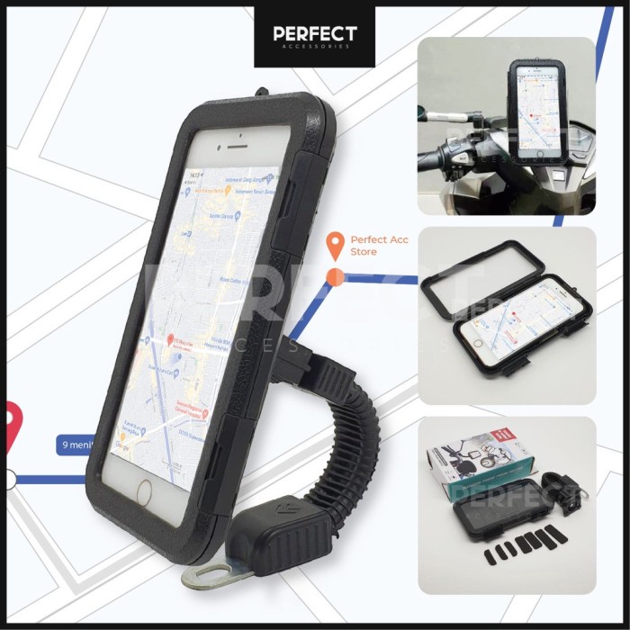 Jual Holder Hp Motor Spion Waterproof Phone Stand Bracket Gojek Original | Shopee Indonesia