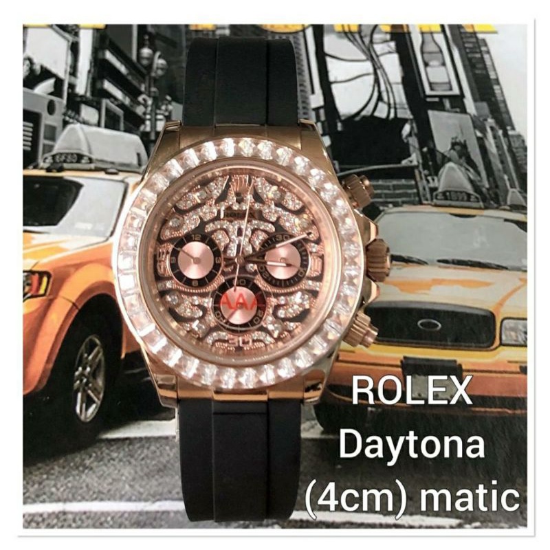 Jual Jam Tangan Merek Rolex Daytona Rubber Diamond Automatic Swiss ...
