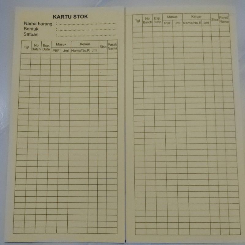 Jual kartu stok obat apotek rumah sakit ada no batch paket isi 100 ...