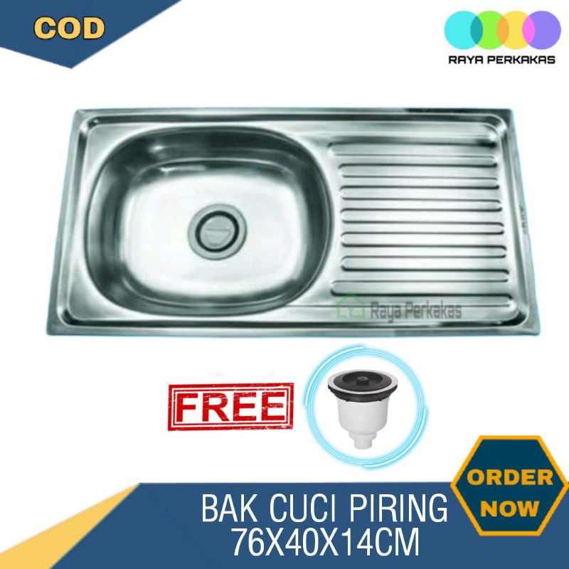 Jual Bak Cuci Piring BCP Kitchen Sink Stainless Ukuran 76cm Plus Afur ...