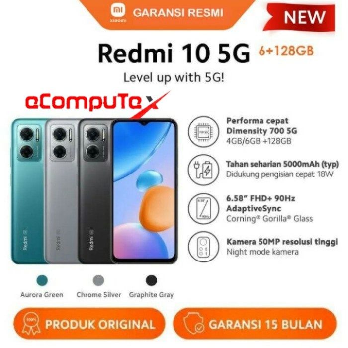 Jual HANDPHONE XIAOMI MI REDMI 10 5G 6/128GB 6GB / 128GB FHD 50MP - GARANSI RESMI | Shopee Indonesia