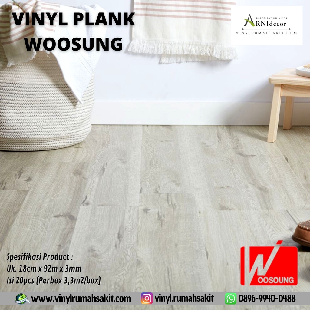 Jual LANTAI VINYL KAYU PLANK FLOOR | WOOSUNG FLOORING 3MM | ANTI RAYAP-AIR | Shopee Indonesia