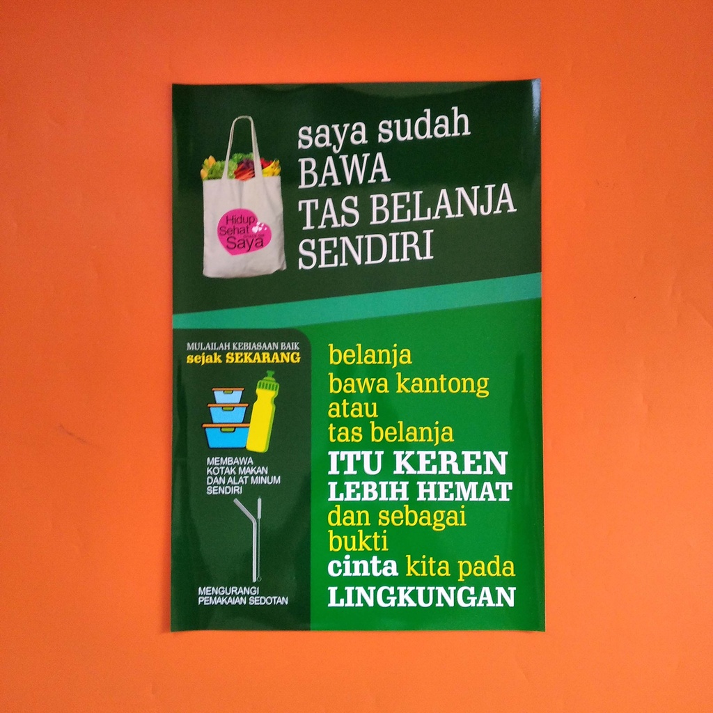 Jual Poster Edukasi Kurangi Sampah Plastik - Saya Sudah Bawa Tas ...