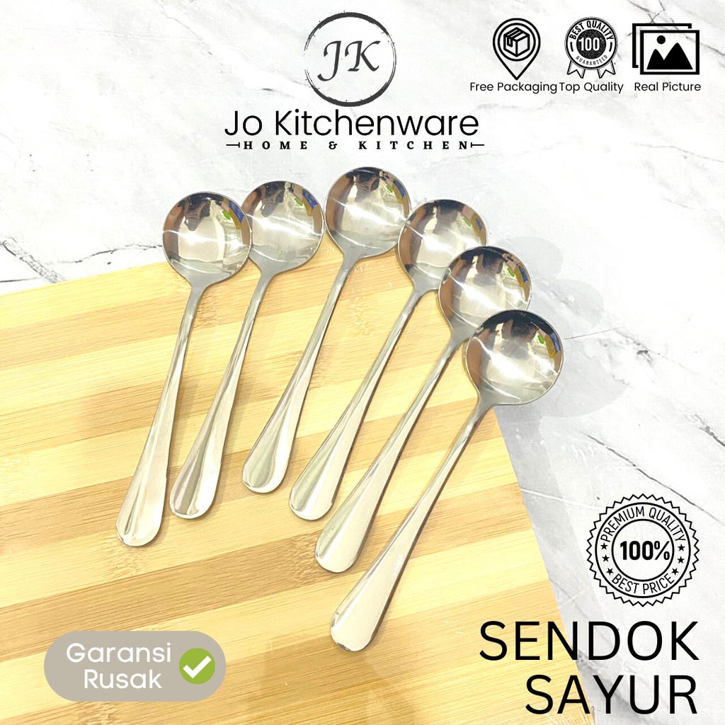 Jual Sendok bulat stainless tebal set 6 pcs / Sendok sayur stainless ...