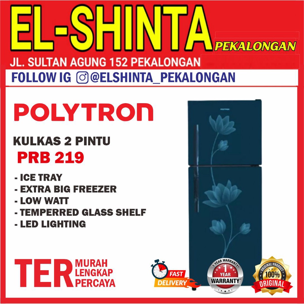 Jual KULKAS POLYTRON PRB 219 LEMARI ES 2 PINTU | Shopee Indonesia