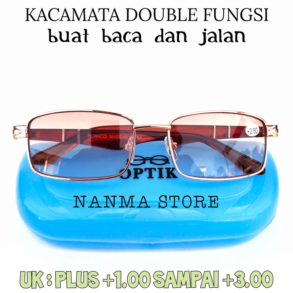 Jual Kacamata dua fungsi buat baca dan jalan model kotak dengan lensa ...