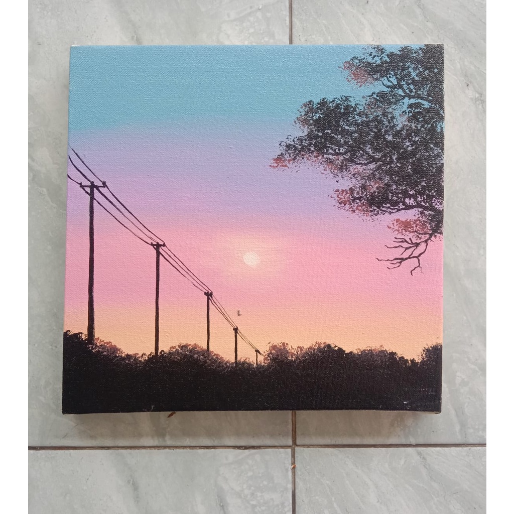 Jual Lukisan Kanvas Canvas 20x20cm Motif Laut Biru Aesthetic Asli ...