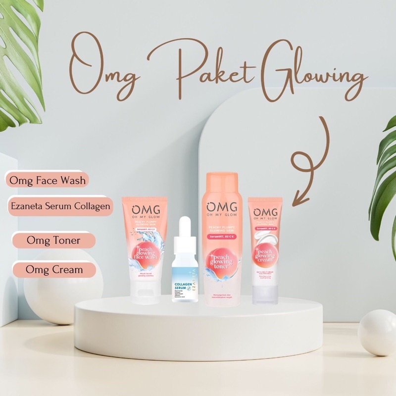 Jual Paket Glowing Cantik Skincare OMG + Serum COLLAGEN Ezaneta / Paket Pencerah Wajah/BPOM/SALE ...