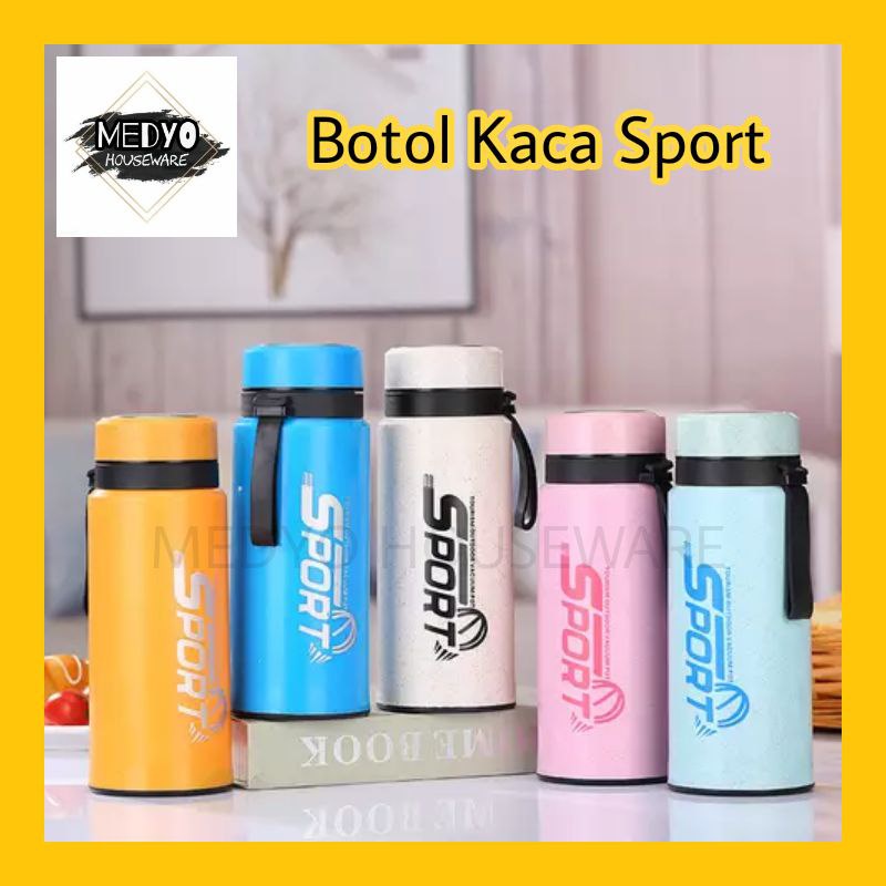 Jual Botol Kaca SPORT Tumbler Kaca Lapis Plastik Botol Olahraga 550ML ...