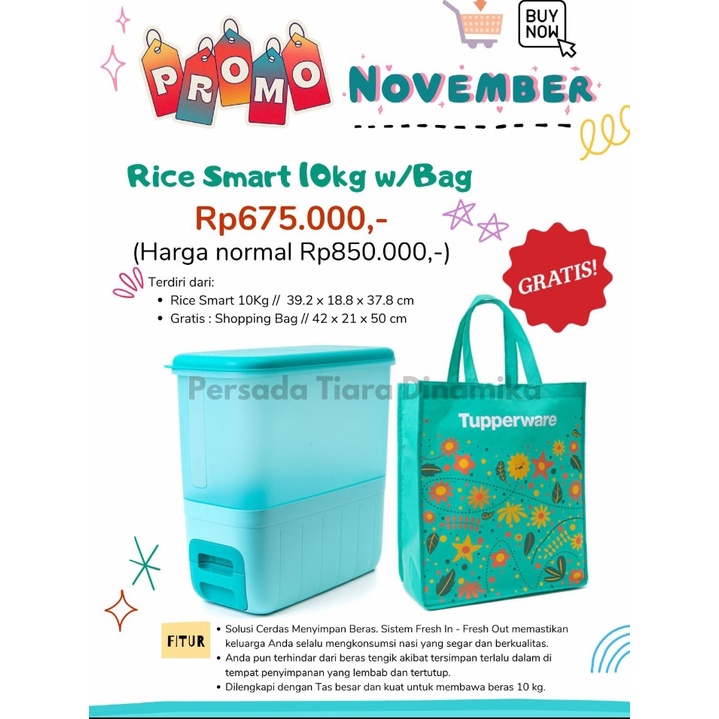Jual TUPPERWARE RICE SMART 10KG - DISPENSER BERAS GRATIS TAS CANTIK ...