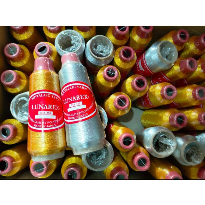 Jual ( COD ) BENANG METALIK POLYESTER PARADISE LUNAREX EMAS DAN SILVER ...
