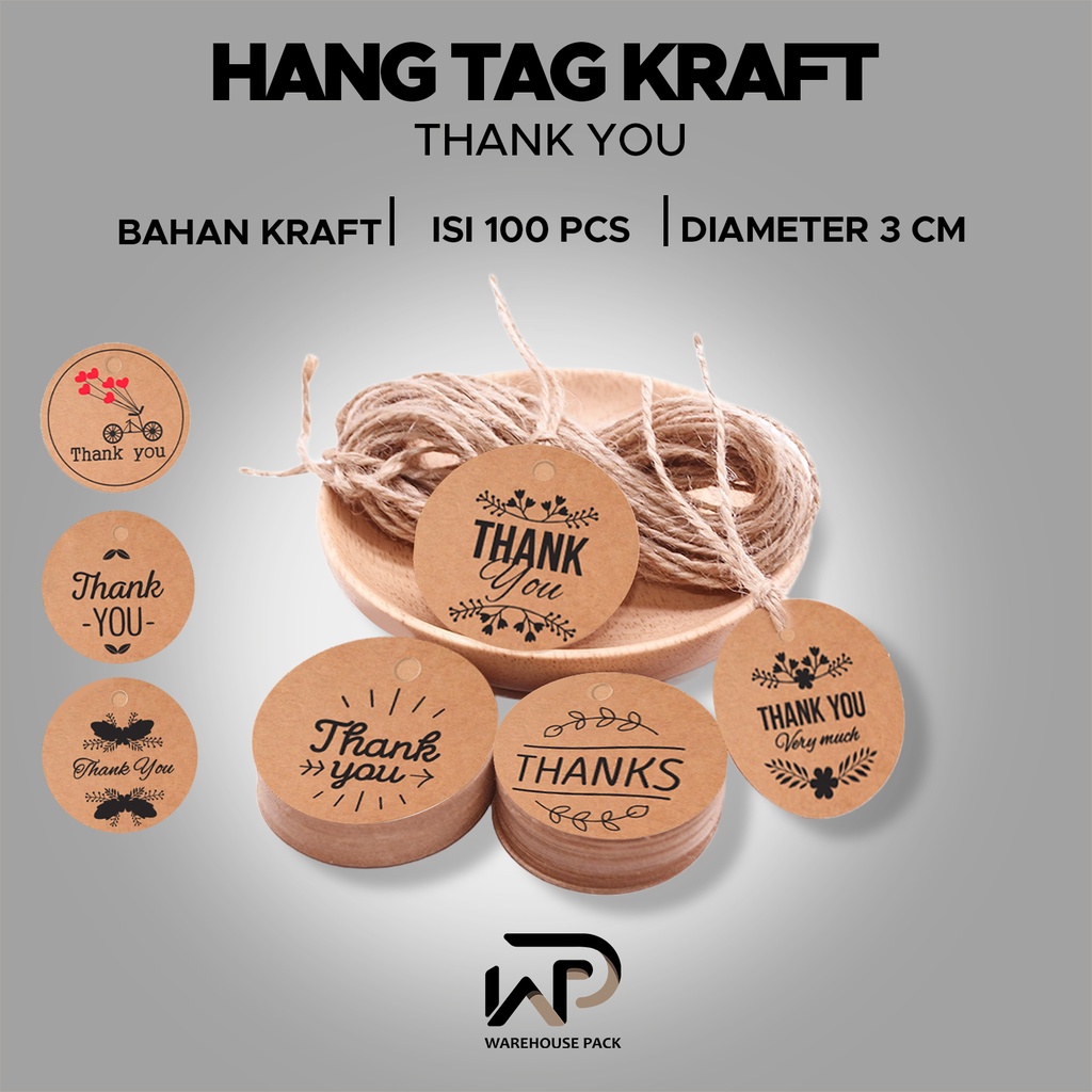 Jual Hang tag Label Thank you [ ISI 100 PCS FREE TALI RAMI ] | Hang tag ...