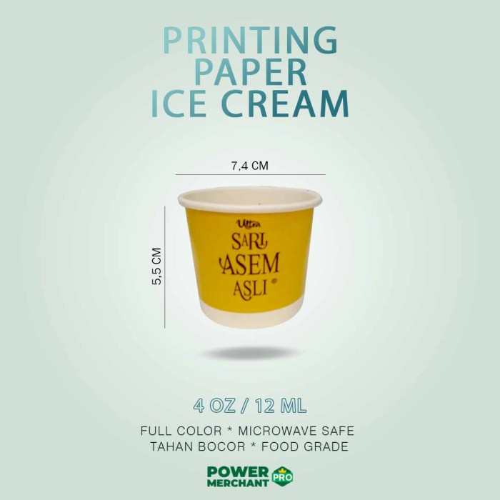 Jual Printing Ice Cream Paper Cup Full Color 4 OZ (Tanpa Tutup ...