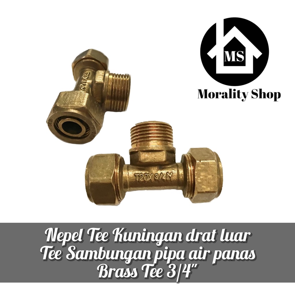 Jual Nepel T Elbow Sambungan pipa air panas Kuningan 1/2" 3/4" TPPL-Nepel Tee Pipa air Brass ...