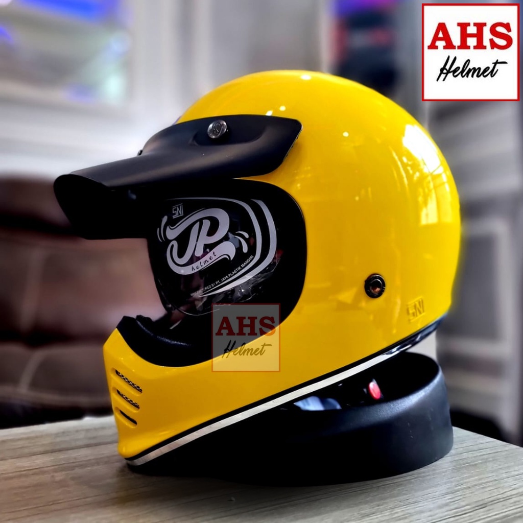 Jual HELM CAKIL JP SIGNATURE RETRO FULLFACE POLOS INNNER VISOR STANDARD ...