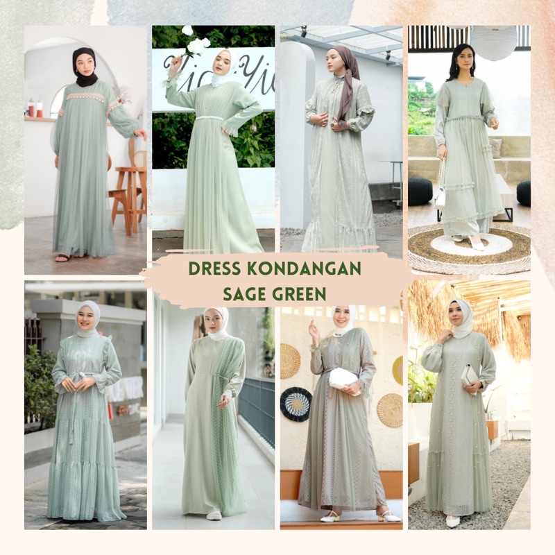 Jual GAMIS KONDANGAN DRESS PESTA SAGE GREEN MINT | Shopee Indonesia