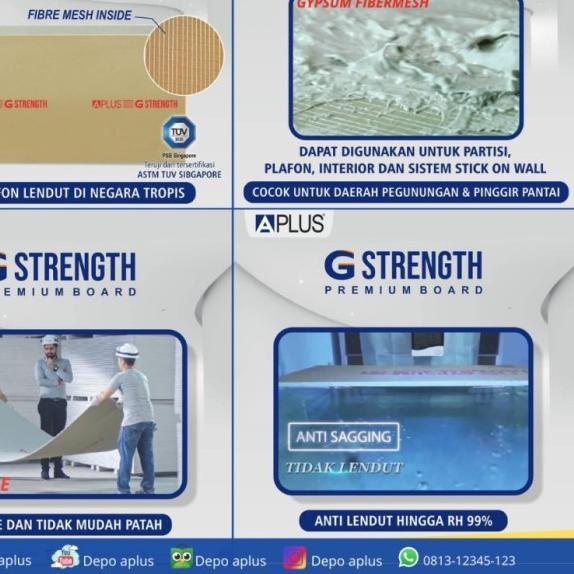 Jual Gypsum APLUS G-Strength Premium Board 9mm x 1200 x 2400 / PAPAN ...