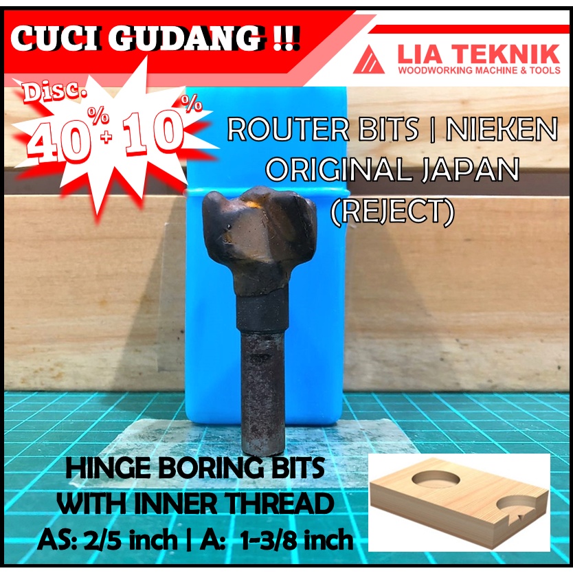 Jual 2/5"x1-3/8" Hinge Boring Bits with Inner Threads, Router Bits ...