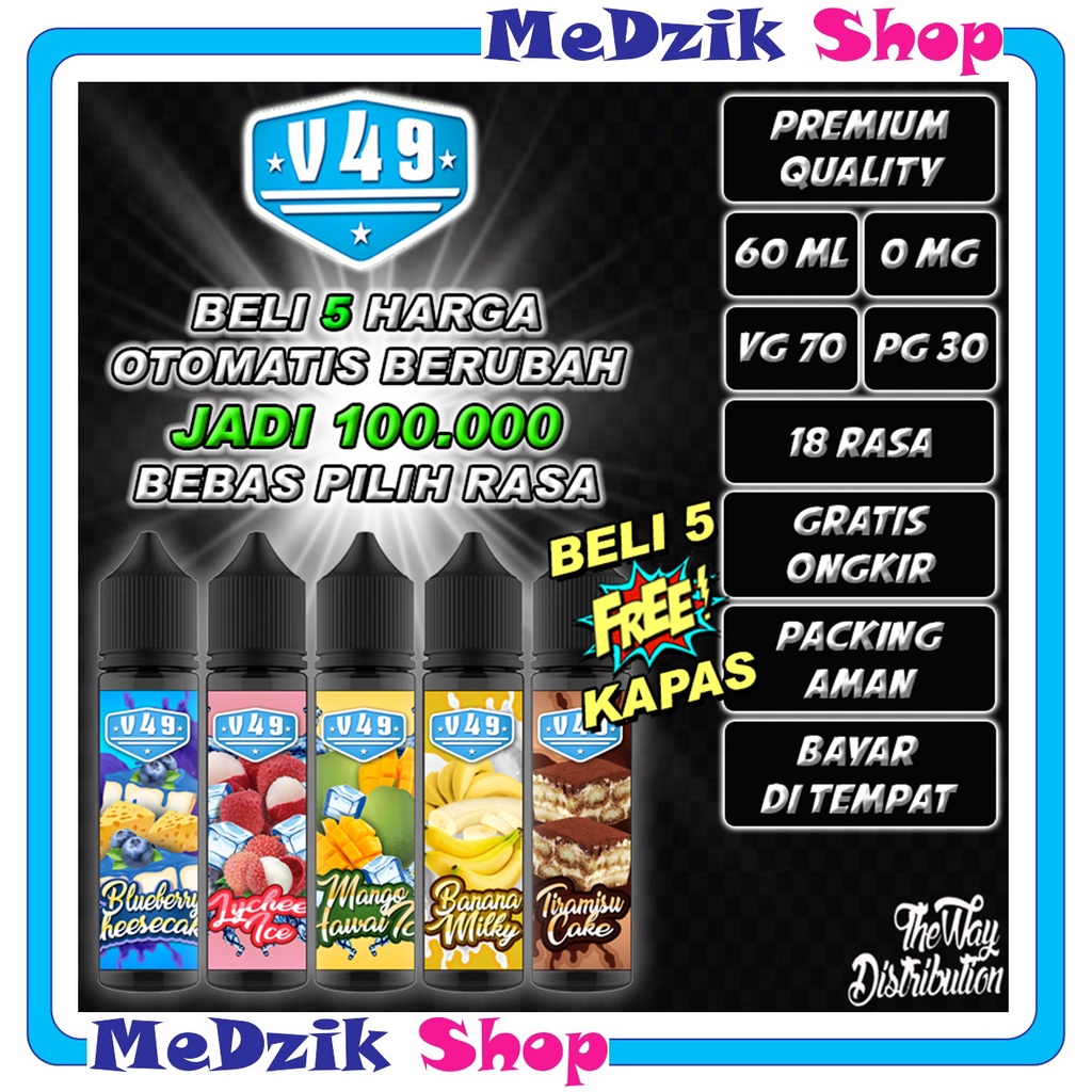 Jual Liquid Vape V49 Liquids 60ML Liqwid Freebase Liqwit Pod Liquit ...