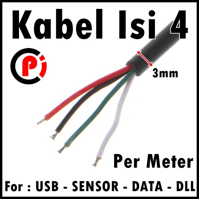 Jual Per Meter Kabel Isi 4 Core Wire 4P 4 Pin Cable Untuk USB SENSOR ...