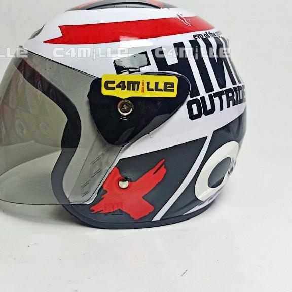 Jual HELM EVOLUTION OUTSIDE WHITE BLACK HALF FACE MODEL GM EVO | Shopee ...