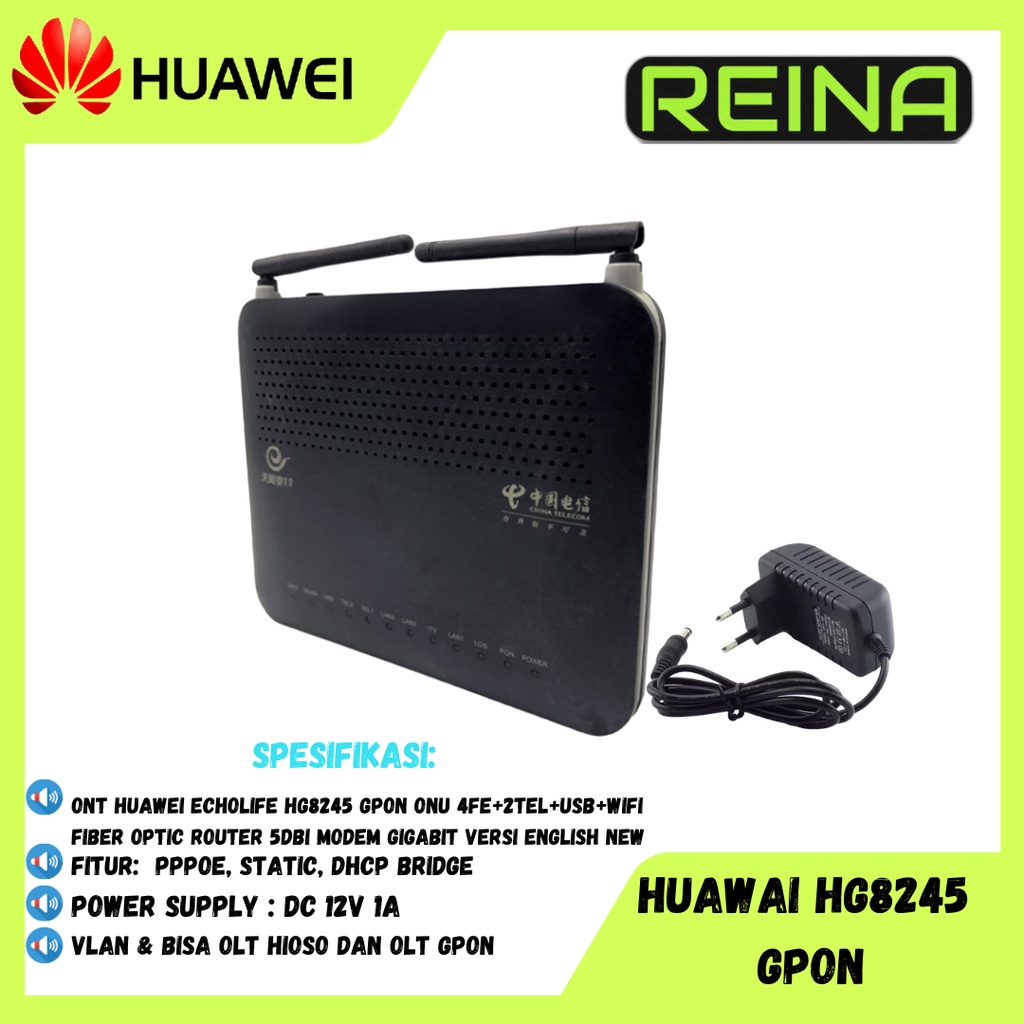Jual ONT HUAWEI ECHOLIFE HG8245 GPON ONU 4FE+2TEL+USB+WIFI FIBER OPTIC ...