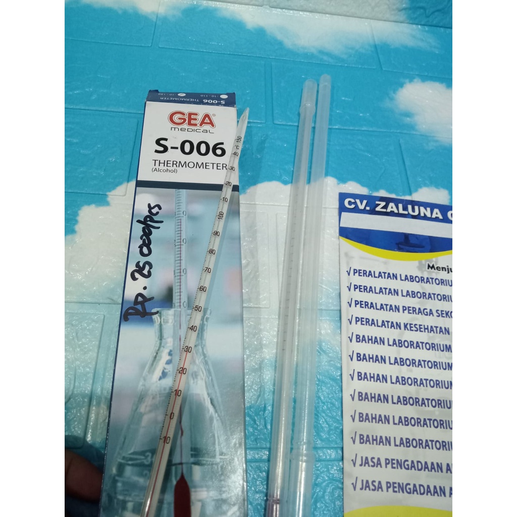 Jual Termometer alkohol / Thermometer Batang Alkohol -10 - 110 C Merk ...