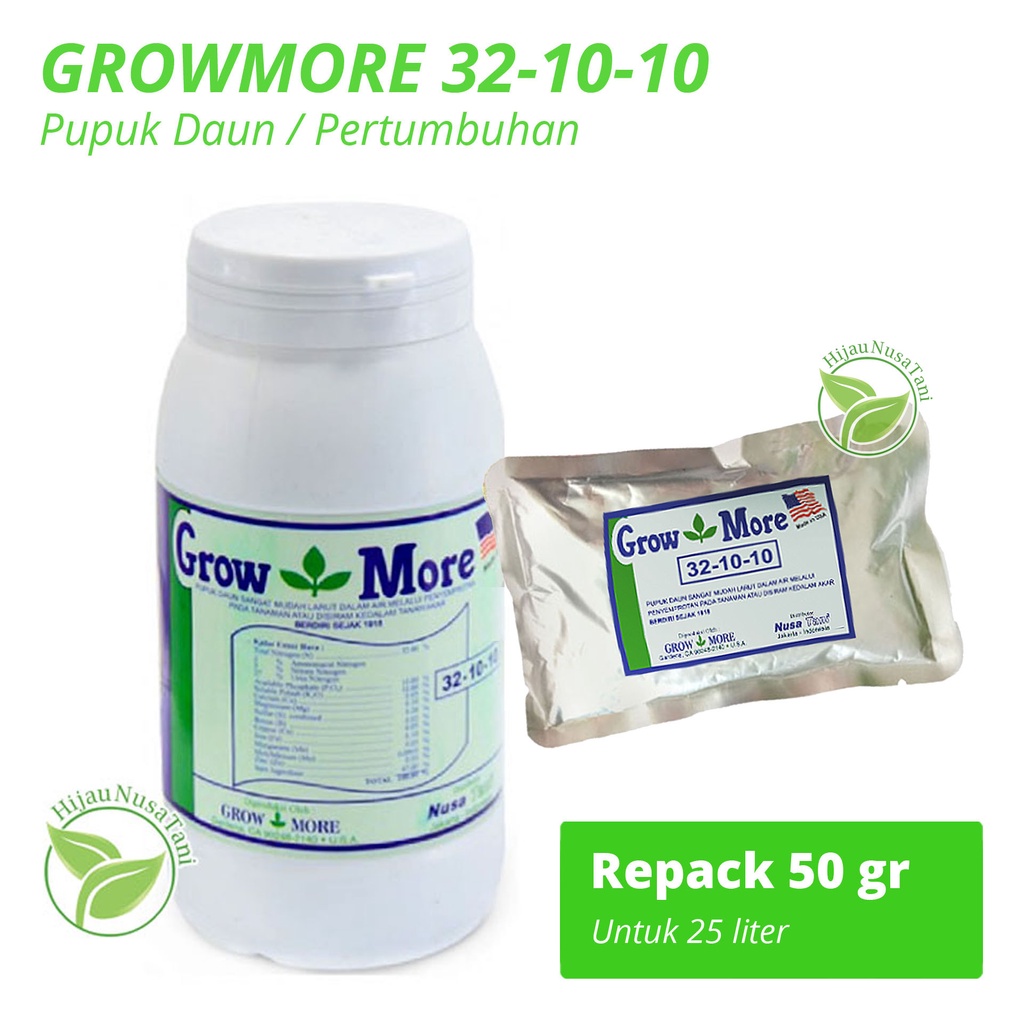 Jual Pupuk GROWMORE 32-10-10 - nutrisi pemacu pertumbuhan daun akar batang tunas npk kemasan ...