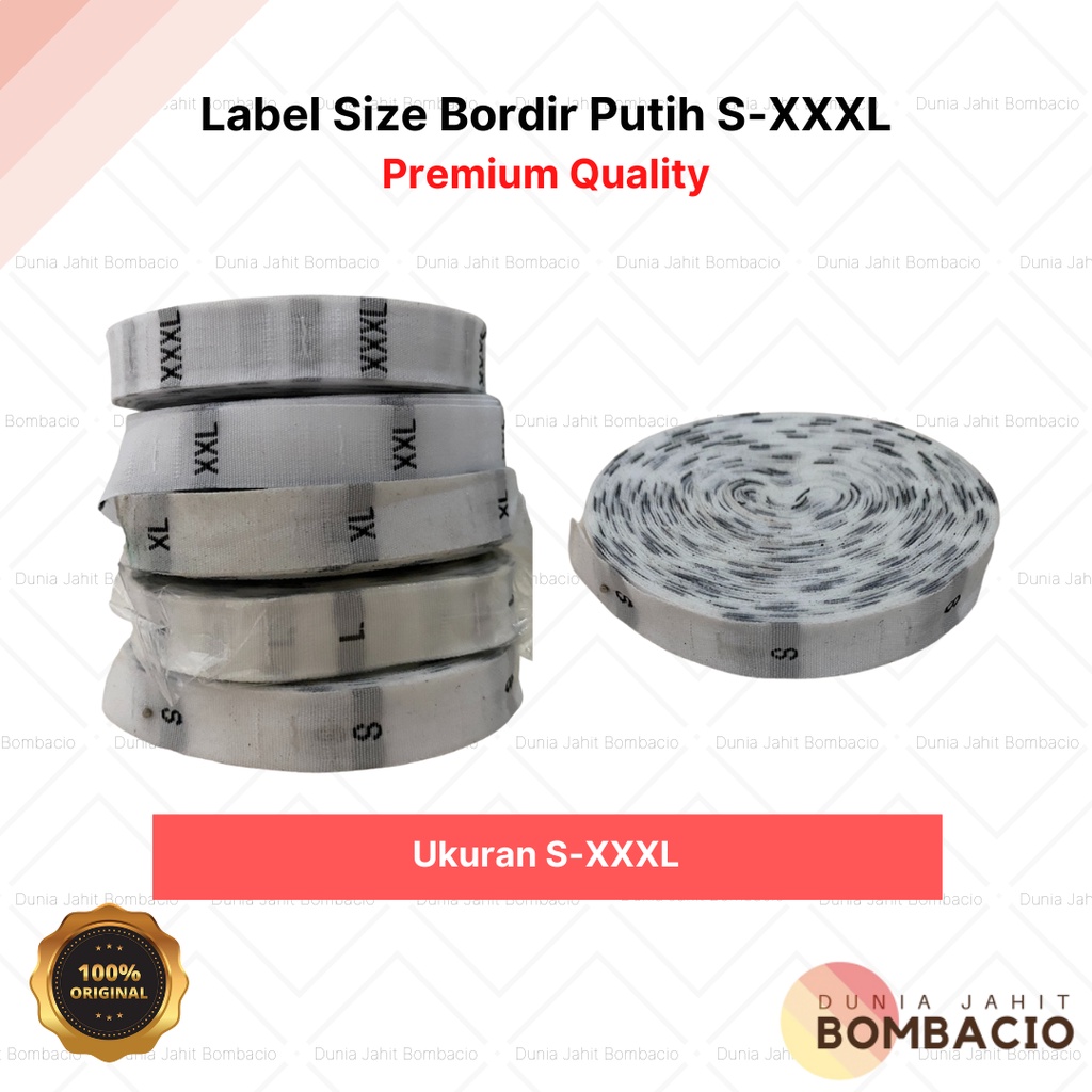 Jual Label size bordir putih berbagai ukuran dan varian | Shopee Indonesia