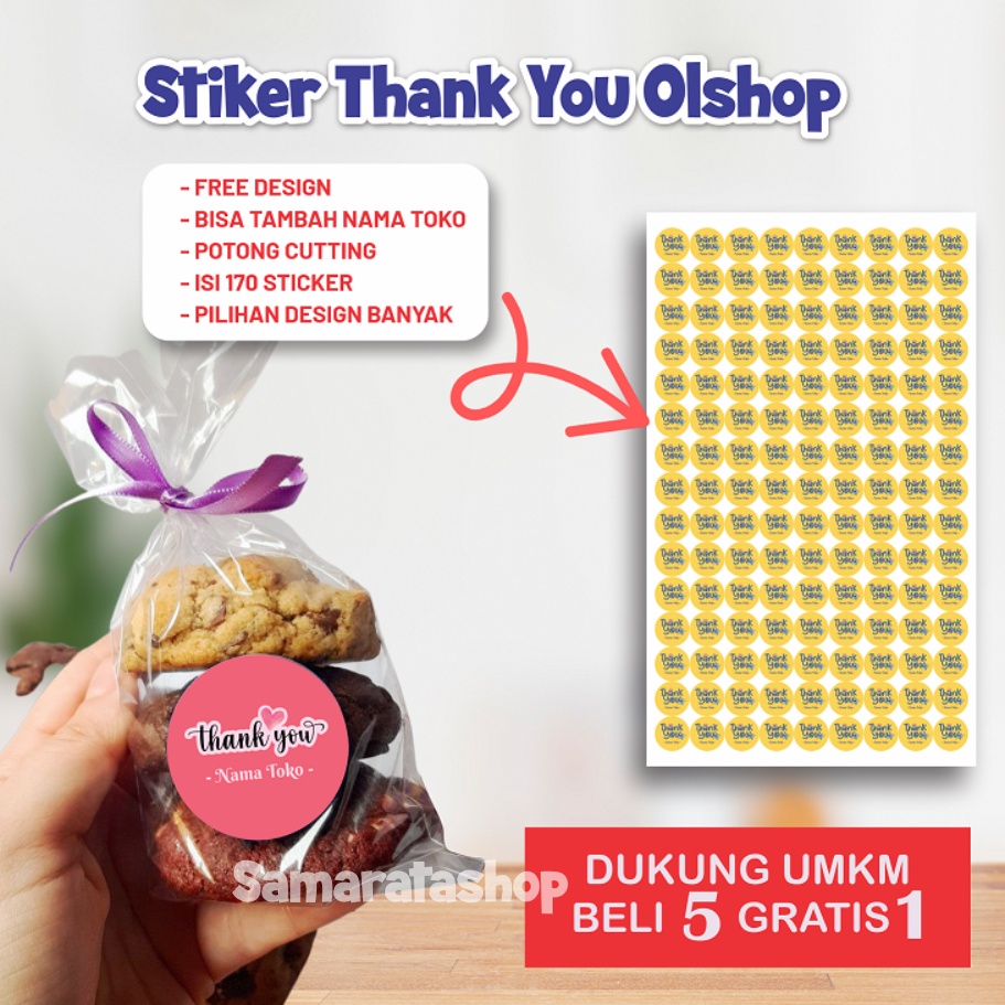 Jual Sticker Thank You Ucapan Terimakasih free design / Cetak stiker ...