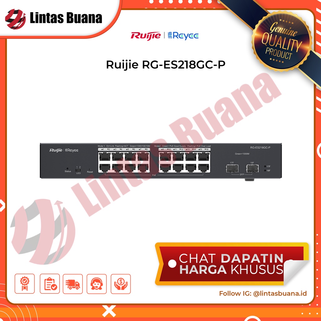 Jual Ruijie Reyee Switch RG-ES218GC-P 18-Port Gigabit Smart Cloud Mananged PoE Switch | Shopee ...