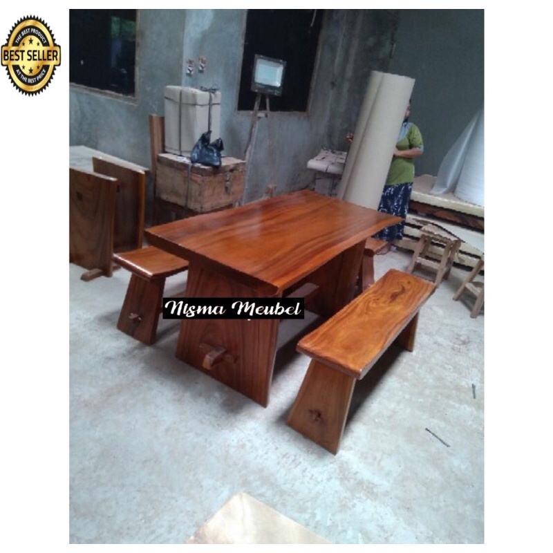 Jual meja makan cafe meja makan resto kayu trembesi meh suar solid ...
