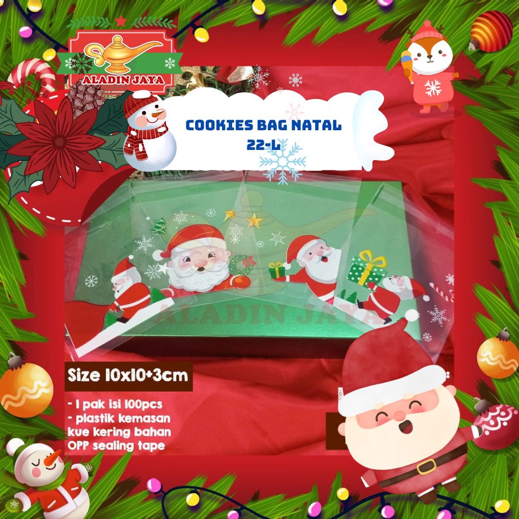 Jual 100PCS Packing cookies lucu tema Natal10x10 /kemasan kue lucu unik ...
