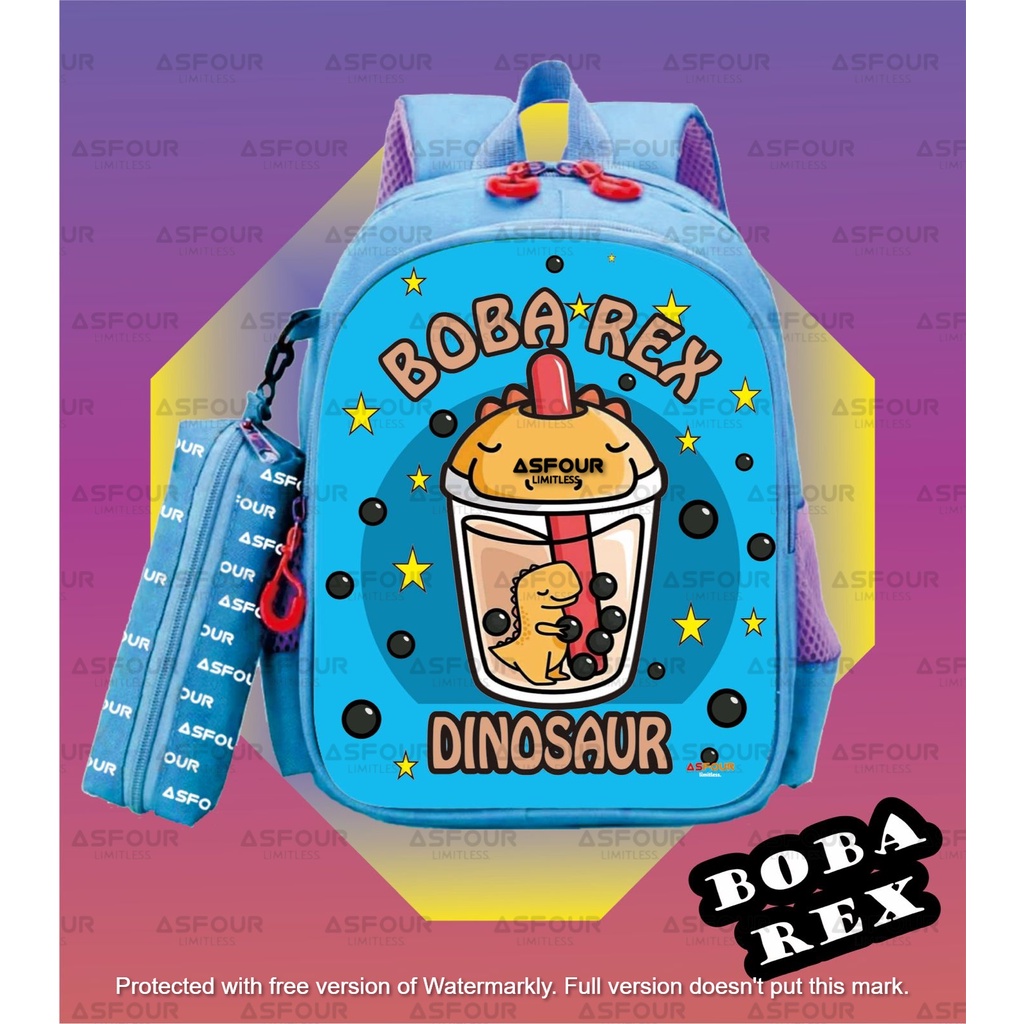 Jual ASFOUR - Boba Rex as Boba printing Tas ransel anak TK PAUD SD tas ...